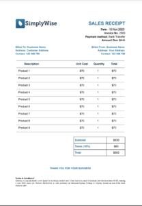 Receipt Template | SimplyWise - SimplyWise