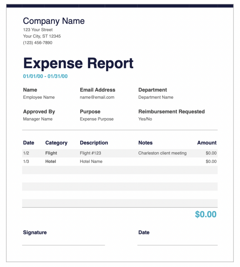 Expense Report Template - SimplyWise