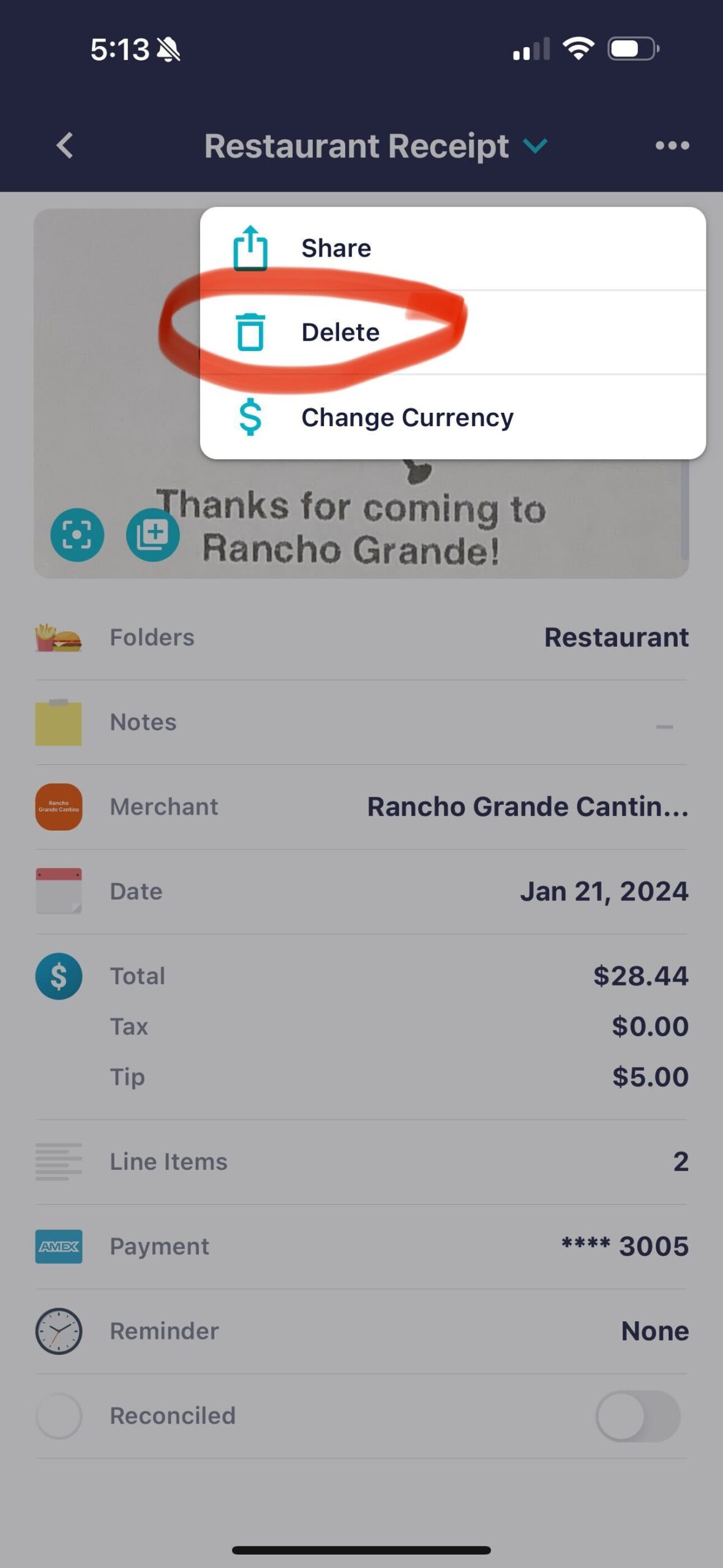 How do I delete a receipt? - SimplyWise